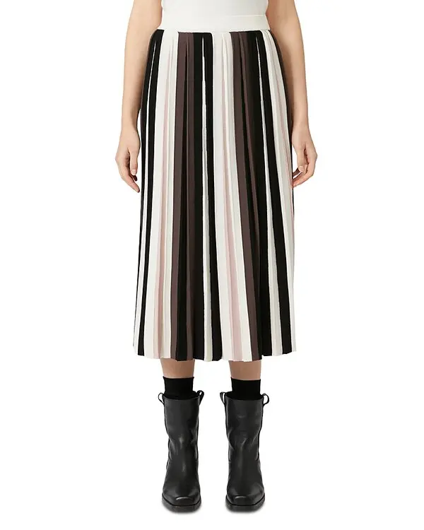 Max Mara Pleiadi Pleated Striped Skirt - Multicolor