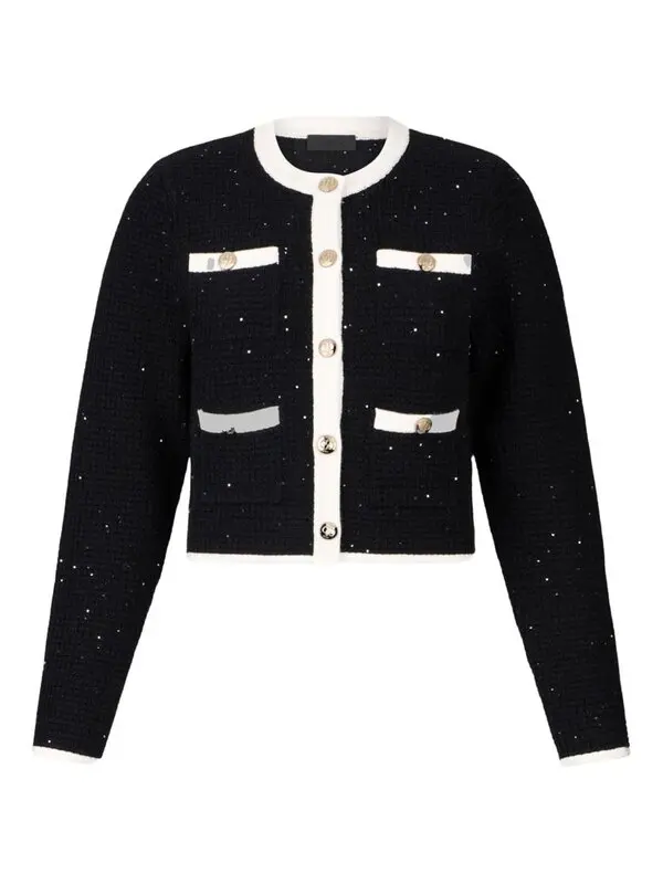 Liu Jo Waffle Weave Jacket With Glitter Embellishments - Nero Latte