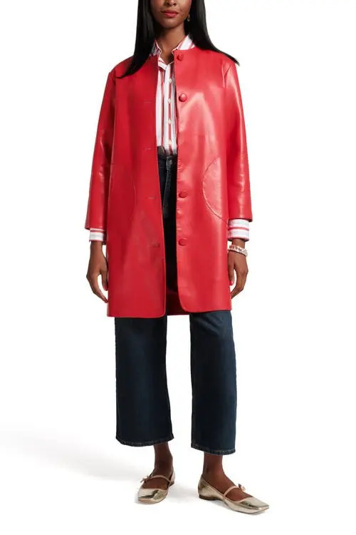 FRANCES VALENTINE Faux Leather Mod Jacket - Geranium