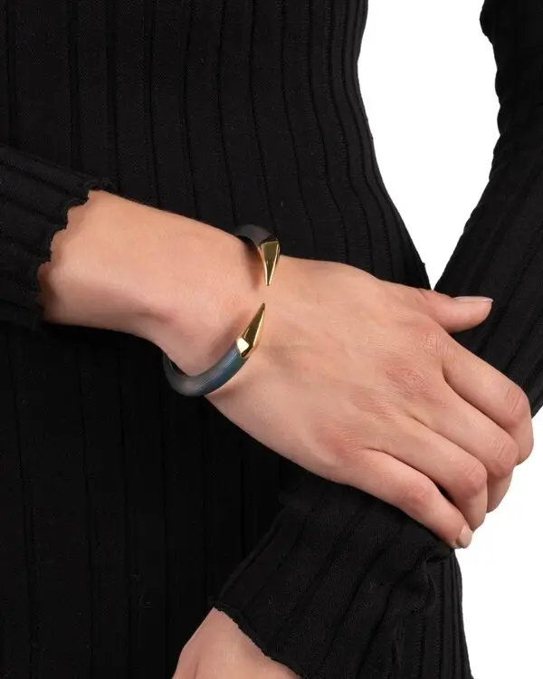 Alexis Bittar Mirrored Pyramid Brake Hinge Bracelet - Black Beetle