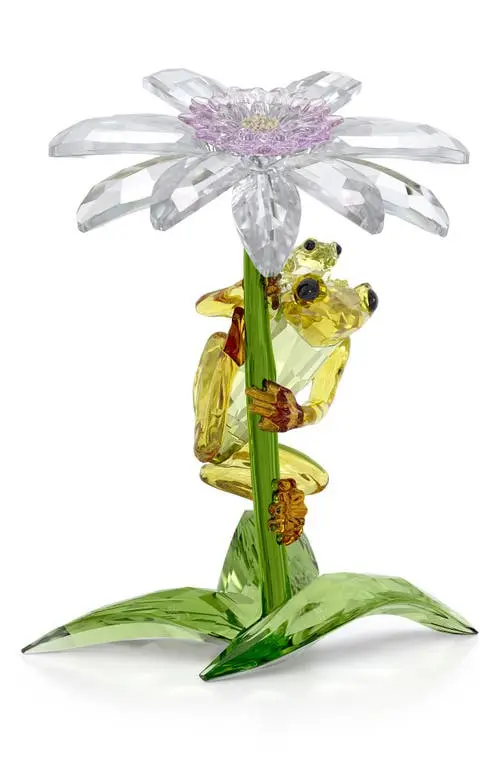 SWAROVSKI Idyllia Frogs & Flower Crystal Figurine - Multicolored