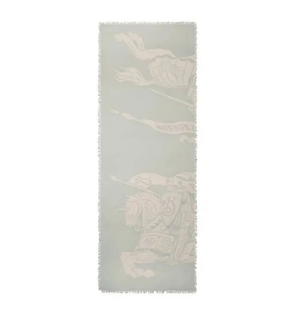 Burberry Wool Wide Ekd Scarf - Grey