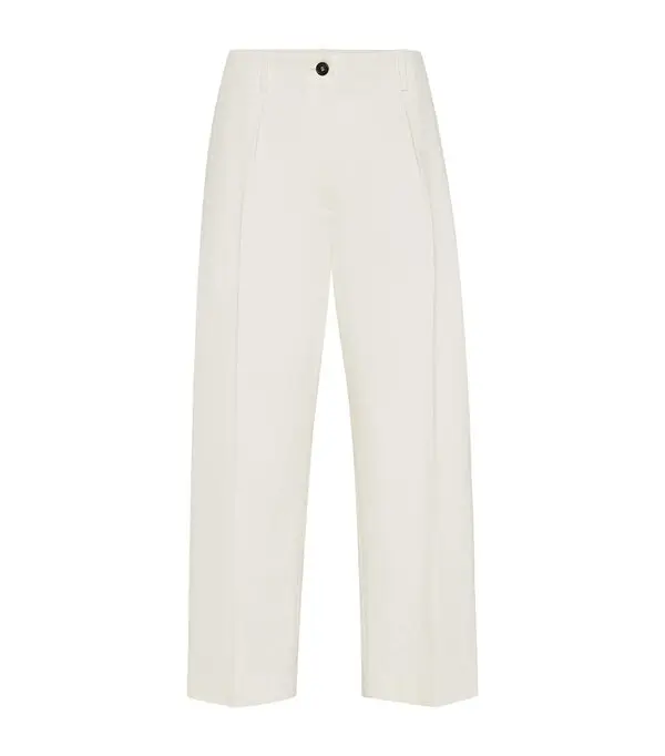 Brunello Cucinelli Cotton-wool Crinkled Chinos - White
