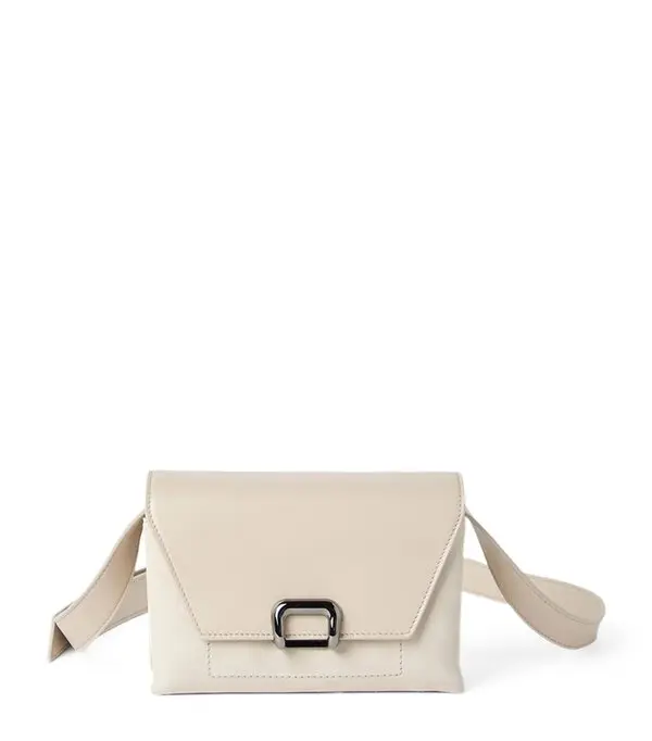 Brunello Cucinelli Small Leather Sartorial Cross-body Bag - White