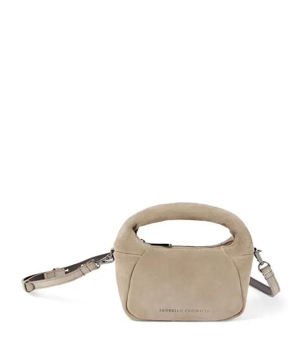 Brunello Cucinelli Mini Suede Bc Duo Shoulder Bag - Brown