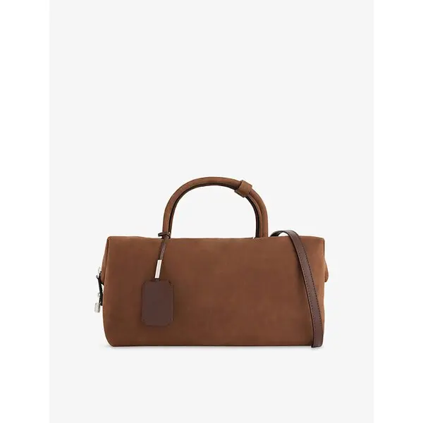 Max Mara Brand-embossed Large Nubuck-leather Tote Bag