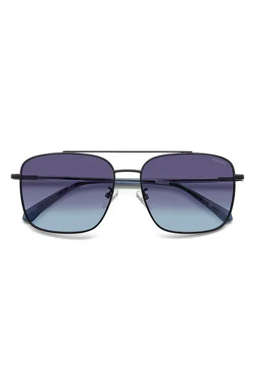 POLAROID 59mm Polarized Navigator Sunglasses - Matte Black/blue Sf Polar