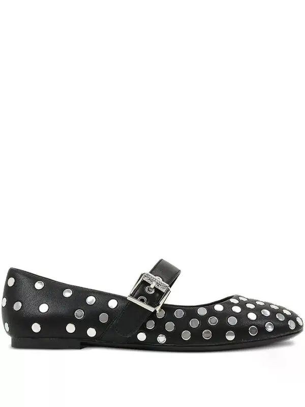 Karl Lagerfeld Stud-embellished Buckle Ballet Flats