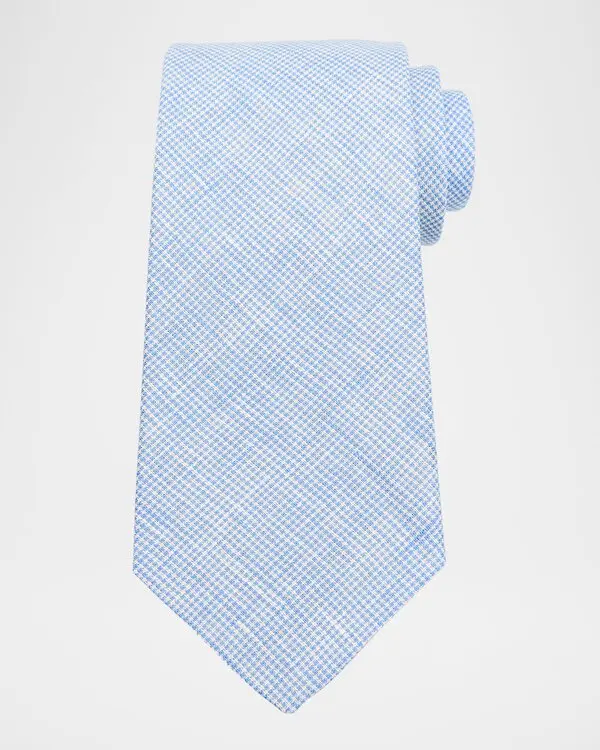 Ralph Lauren Micro-houndstooth Linen Tie - Blue/white