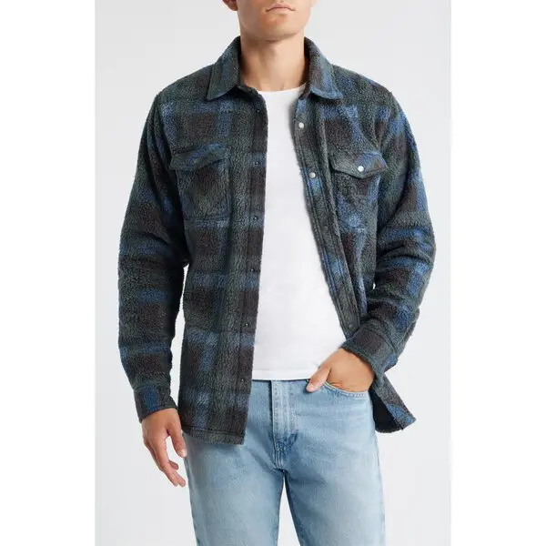 O'Neill Glacier Plaid Fleece Snap-up Overshirt - Dark Slate