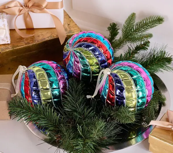 FIERCE HOME As Is Set Of 3 Oversized Jewel Tone Ornaments