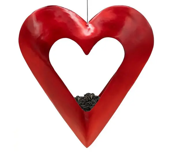 GOOD DIRECTIONS Red Fly Thru Heart Copper Bird Feeder Good D Irections