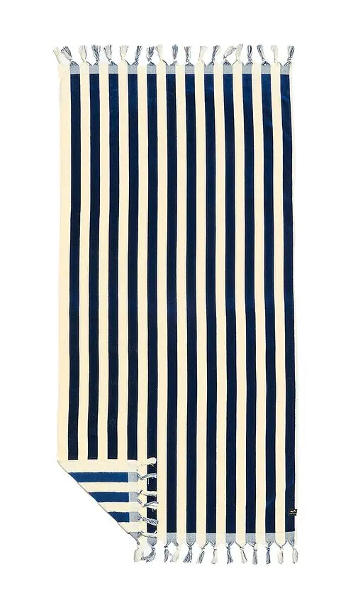 SLOWTIDE Cabana Fringe Premium Woven Towel In Navy