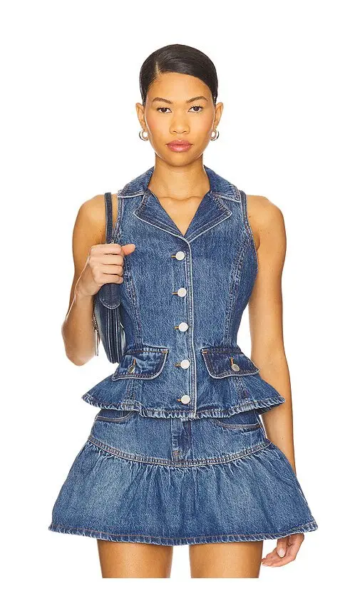 Blanknyc Denim Peplum Vest