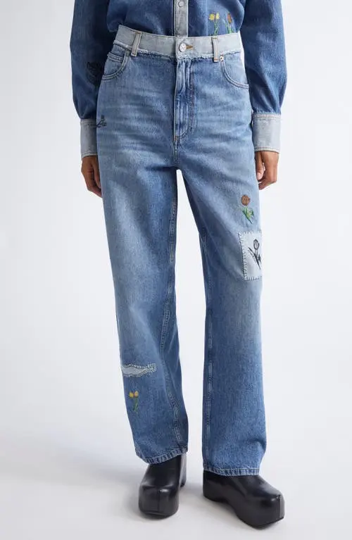 Marni Embroidered Spliced Jeans - Azure