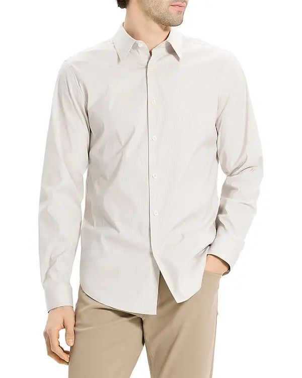 Theory Sylvain Exact Stripe Button Shirt - Feather Multi