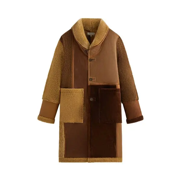 Kith Shearling Patchwork Becker Coat - Orange