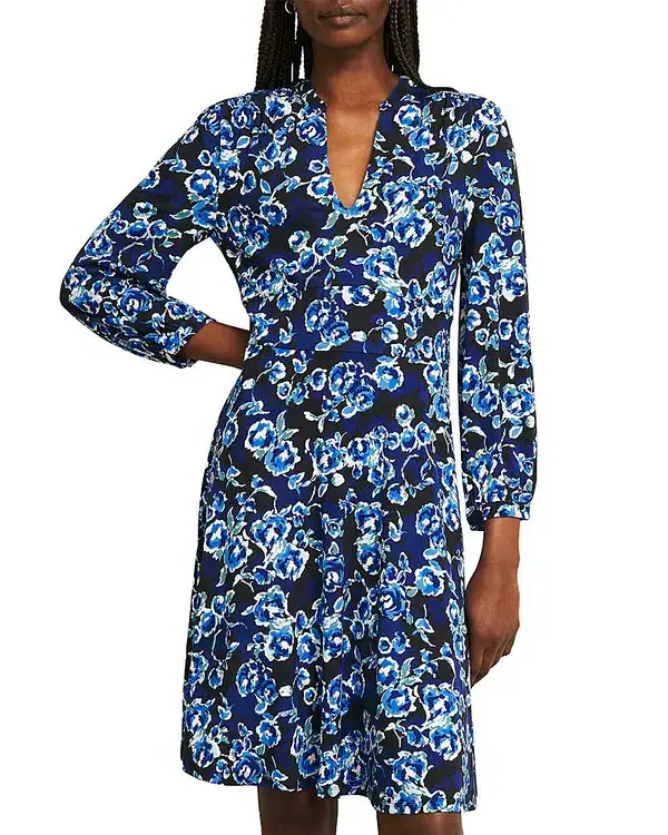 Hobbs London Harper Jersey Dress In Navy Multi - 46% Off | Editorialist