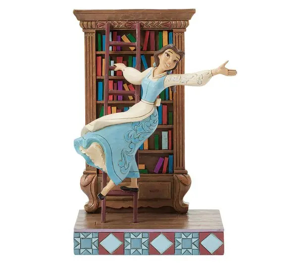 JIM SHORE Disney Traditions Belle With Bookshel F 7.6in H