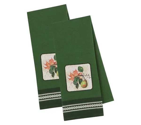 DESIGN IMPORTS Set/2 Botanical Embellished Kitc Hen Towels