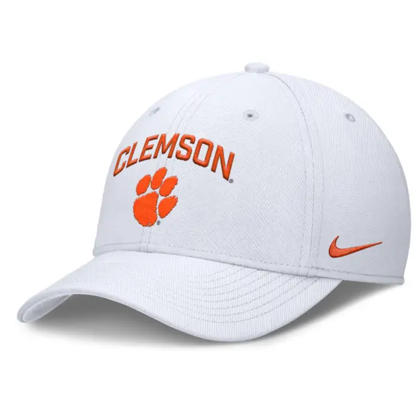 Nike Clemson On-field Rise Swoosh Dri-fit College Baseball Cap - White