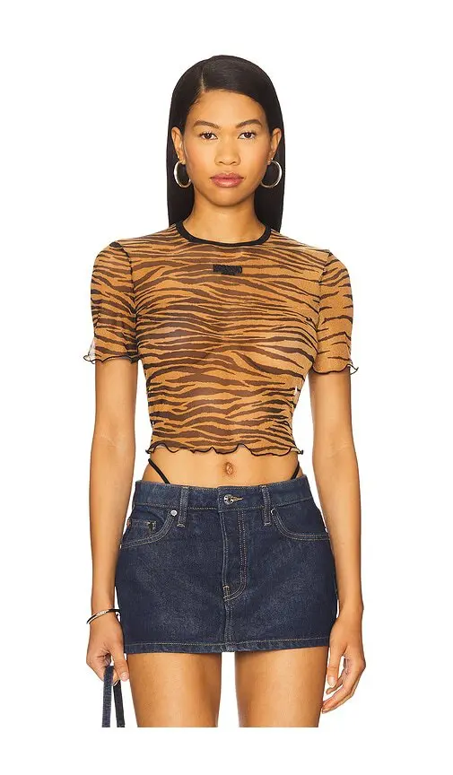 MOSCHINO JEANS Tiger Stripes Mesh Tee