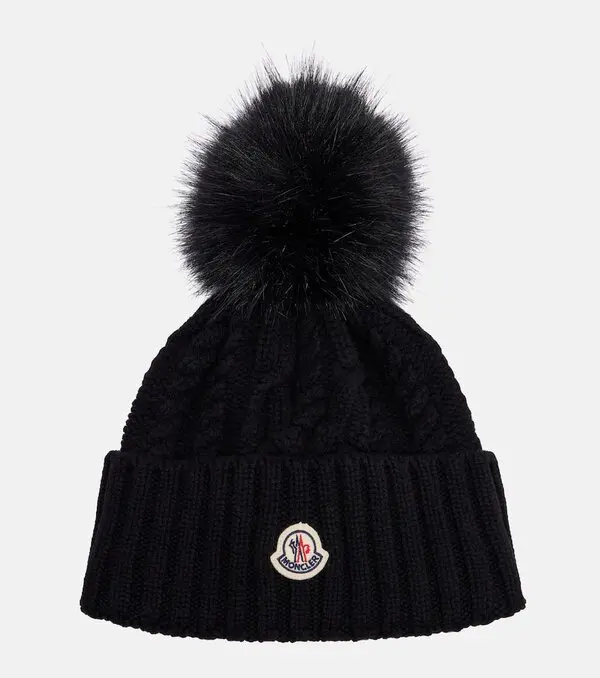 Moncler Cable-knit Cashmere And Wool-blend Beanie