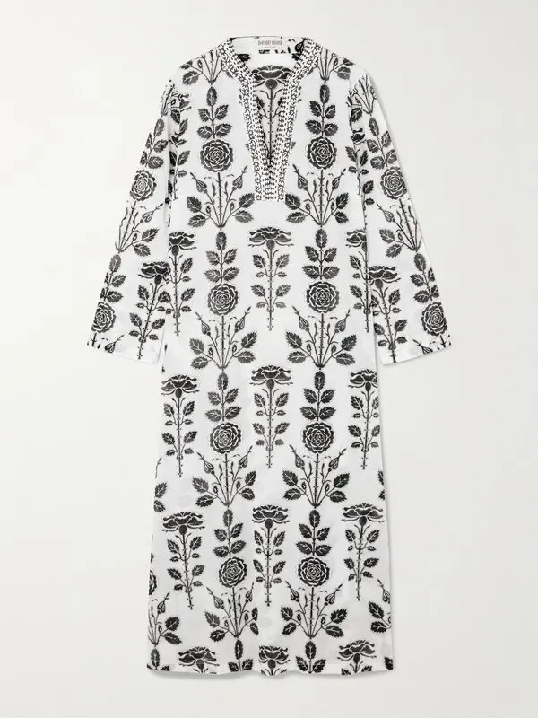 EMPORIO SIRENUSE Giada Printed Cotton-voile Kaftan
