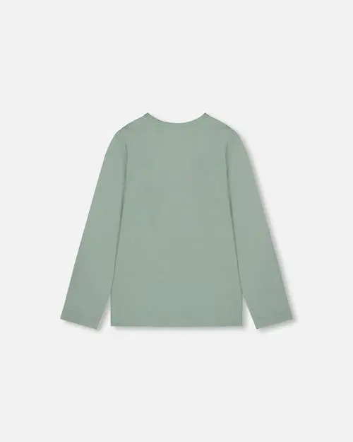 DEUX PAR DEUX Organic Cotton Jersey Top With Graphic Print - Jade Green With Own