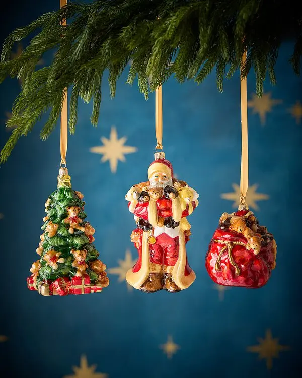 KOMOZJA Santa With Bears Christmas Ornaments, Set Of 3