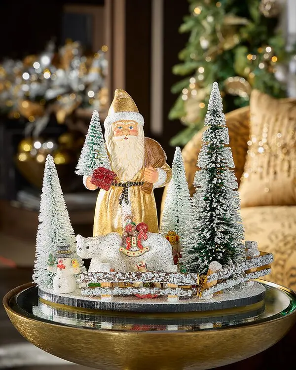 INO SCHALLER Gold Santa With Polar Bear