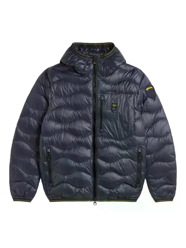 BLAUER. Quilted Hooded Jacket - Blue
