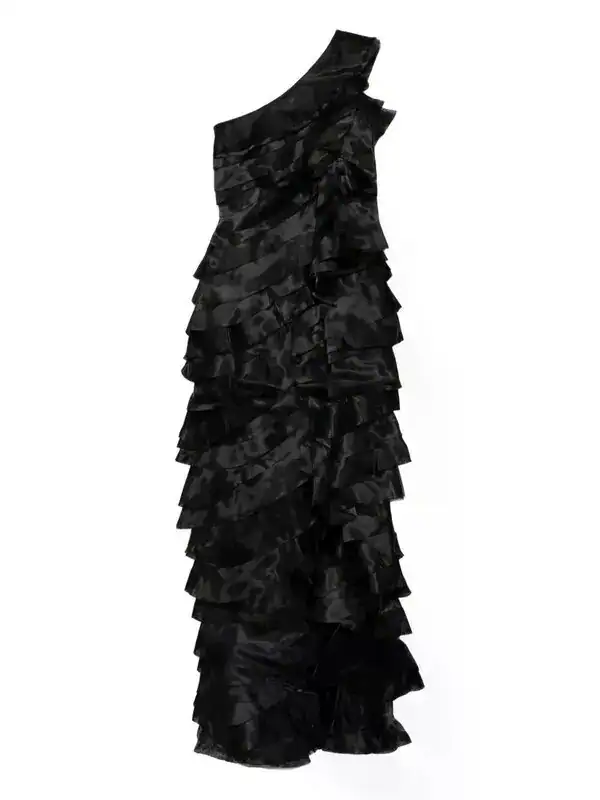 Saiid Kobeisy Layered Organza Dress - Black | Editorialist