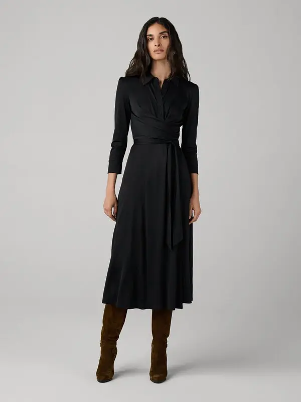 Diane Von Furstenberg Sana Midi Shirt Dress - Black