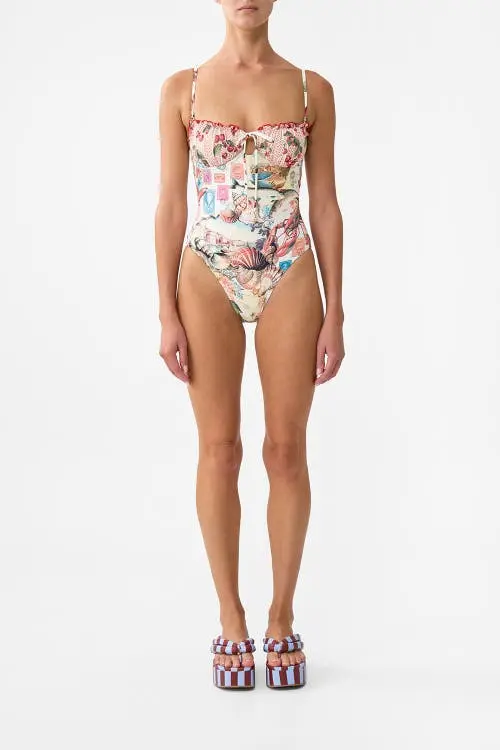Camilla Ruched Cup Underwire One Piece With Tie Front