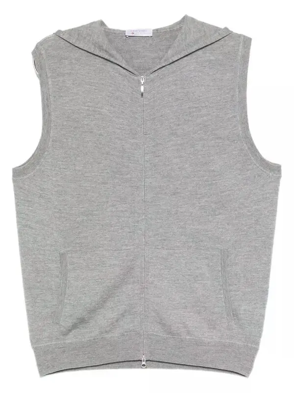 GRAN SASSO Hooded Zip-front Cardigan - Grey