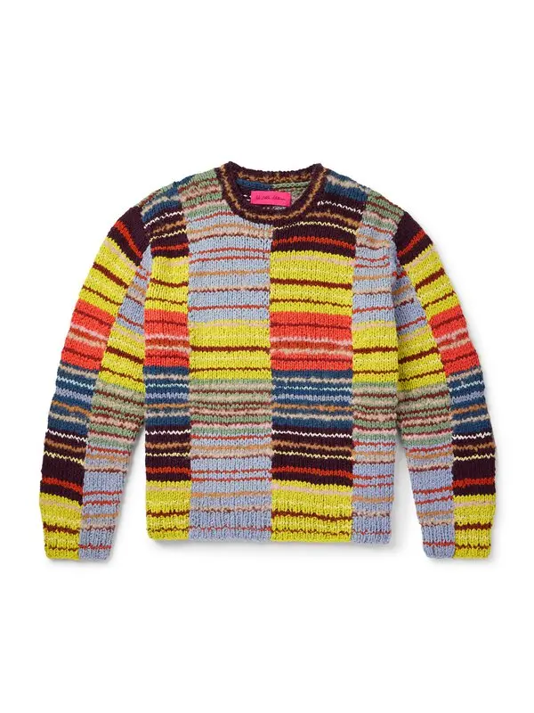 THE ELDER STATESMAN Scrap Patchwork Cotton-blend Sweater - Multi