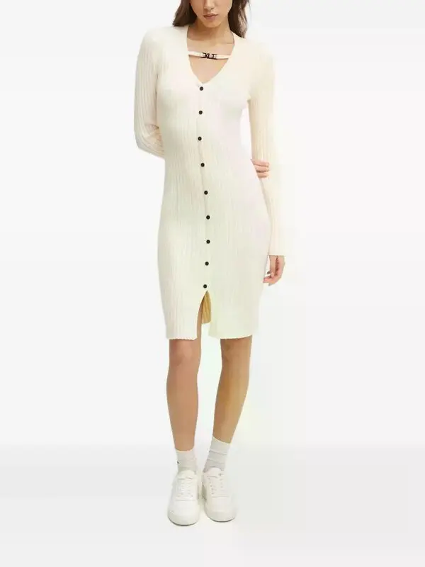 Karl Lagerfeld Ribbed Button-front Midi Dress