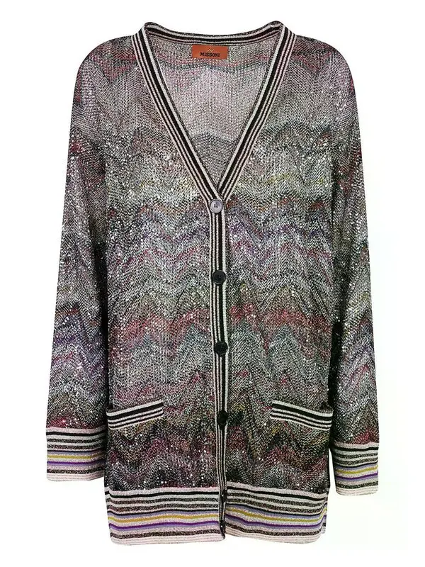 Missoni Sequin-embellished Chevron Cardigan - Grey