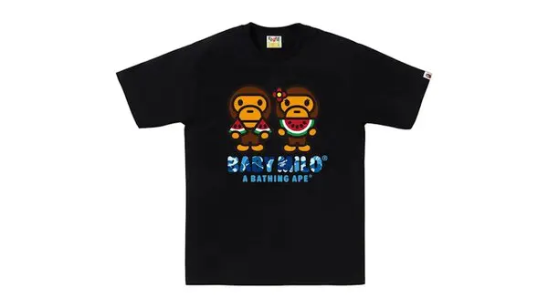 BAPE Abc Camo Baby Milo Water Melon Summer Tee Shirt - Black