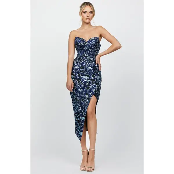 BARIANO Jordana Jacquard Midi Dress