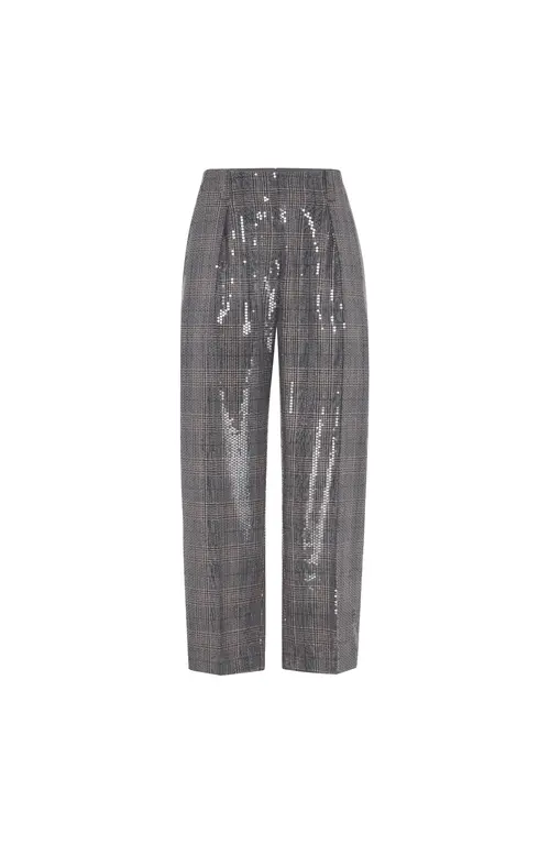 Brunello Cucinelli Prince Of Wales Embroidered Trousers