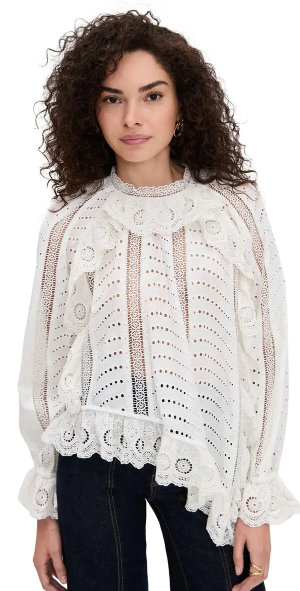 Ulla Johnson Marcella Asymmetrical Long Sleeve Blouse - Pristine