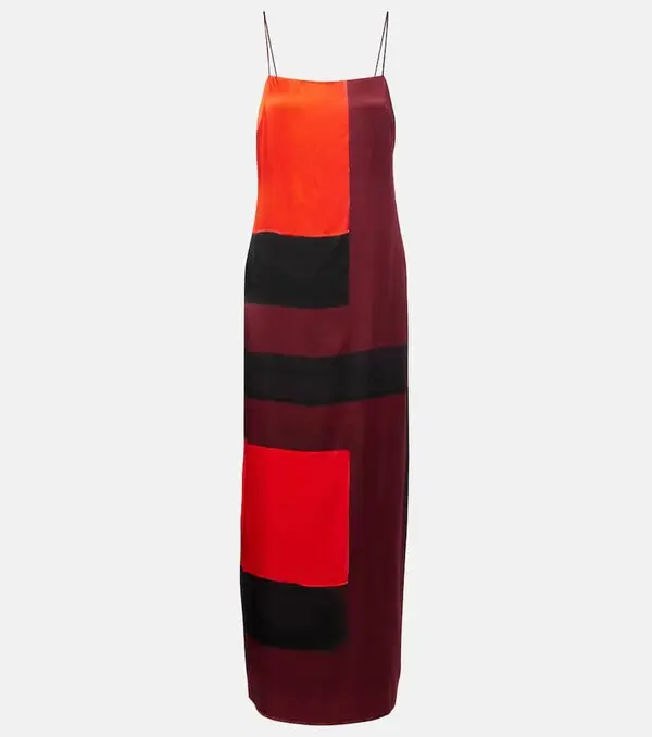 Staud Mae Printed Silk-blend Maxi Dress