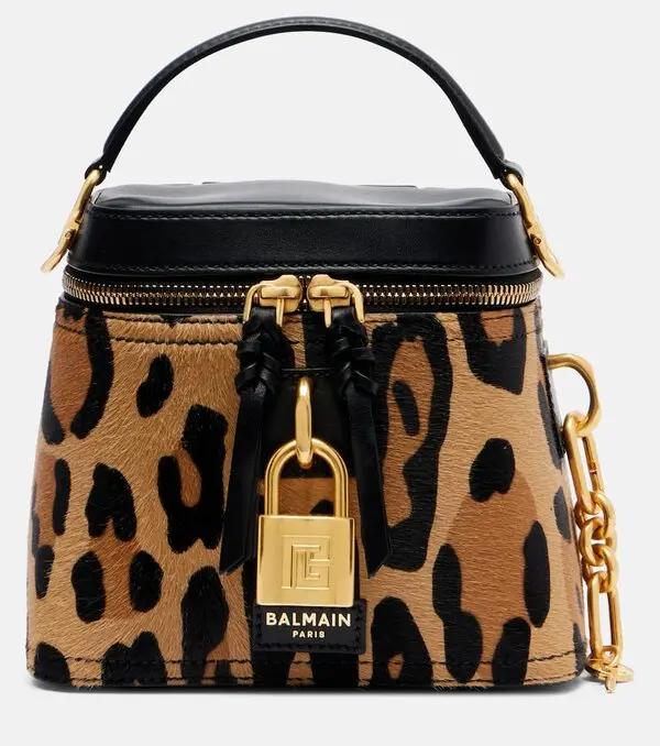 Balmain Pulse Animal-printed Calf Hair Makeup Bag - Brown