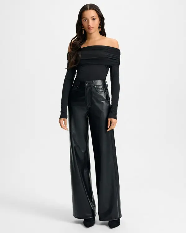 Veronica Beard Kasey Vegan Leather Wide-leg Pants