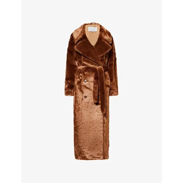 THE FRANKIE SHOP Joni Notched-lapel Faux-fur Coat - Dark Camel