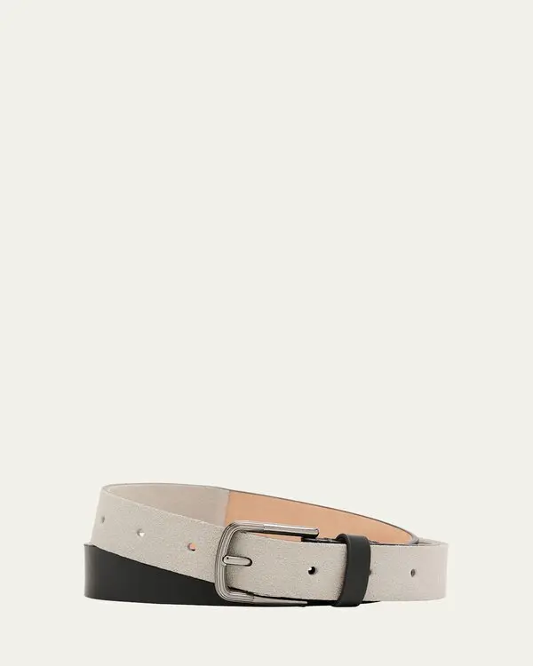 Giorgio Armani Suede And Leather Reversible Belt - Solid Dark Grey