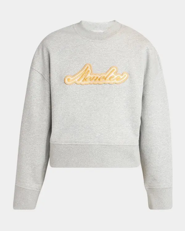 Moncler Logo Patch Crewneck Sweatshirt - Light Grey
