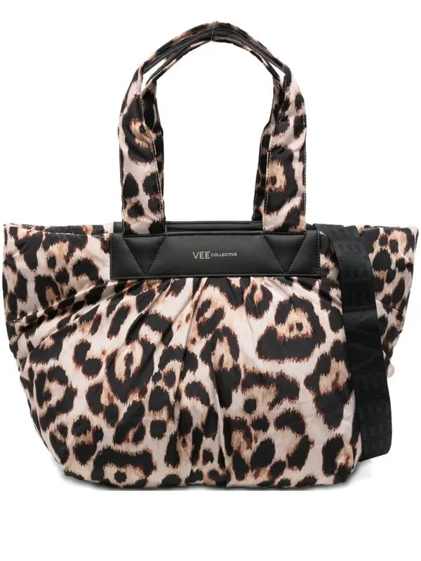 VEECOLLECTIVE Leopard Print Tote Bag With Logo